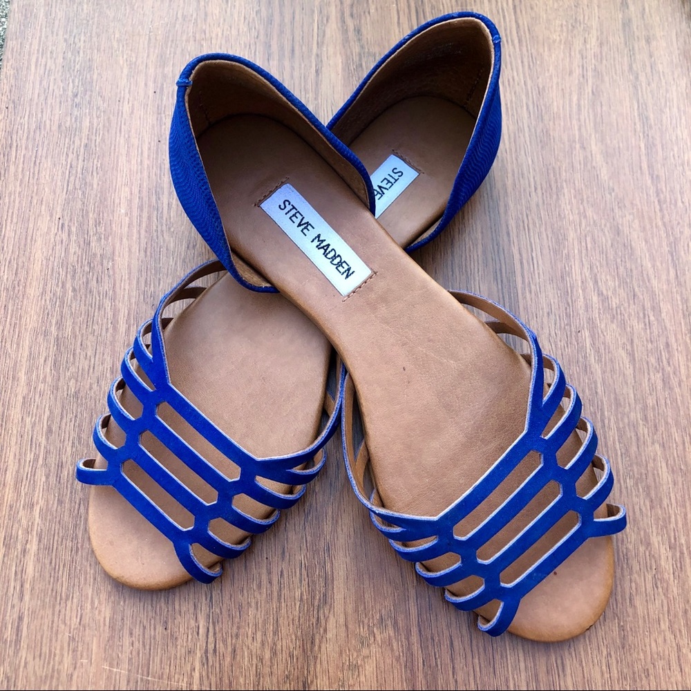 Steve Madden Louisa Royal Blue Flat Sandals - Gem